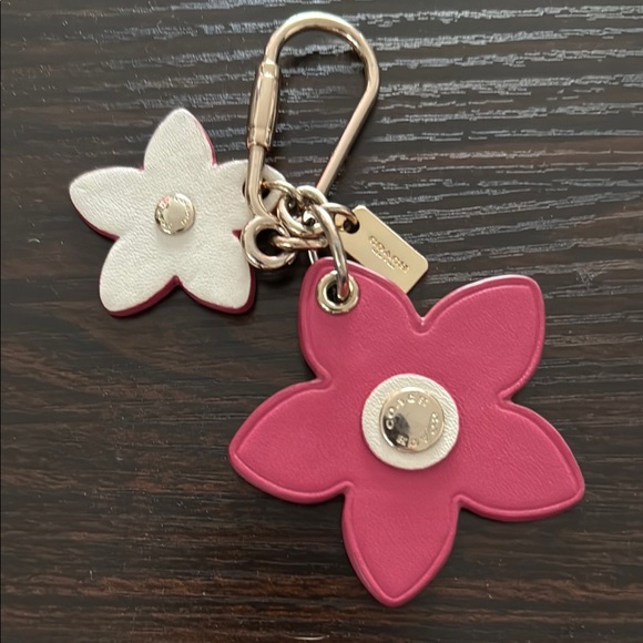 Coach | Accessories | Coach Leather Floral Key Fobbag Charm | Poshmark